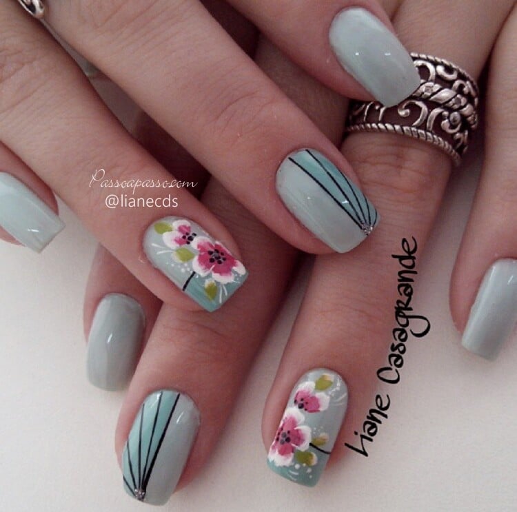 Unhas Decoradas Com Lacos E Flores - Unhas De Decoradas